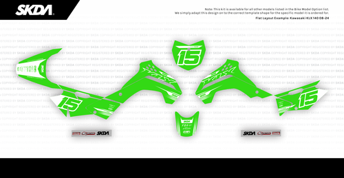 SMOKE V2 Grn/Wht KLX/KDX Full Graphics Kit | SKDA USA