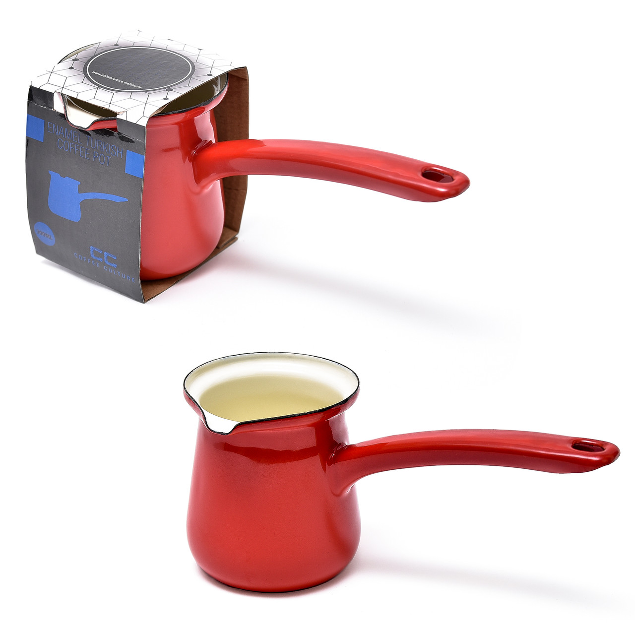 Enamel Red Turkish Coffee Pot 300ml