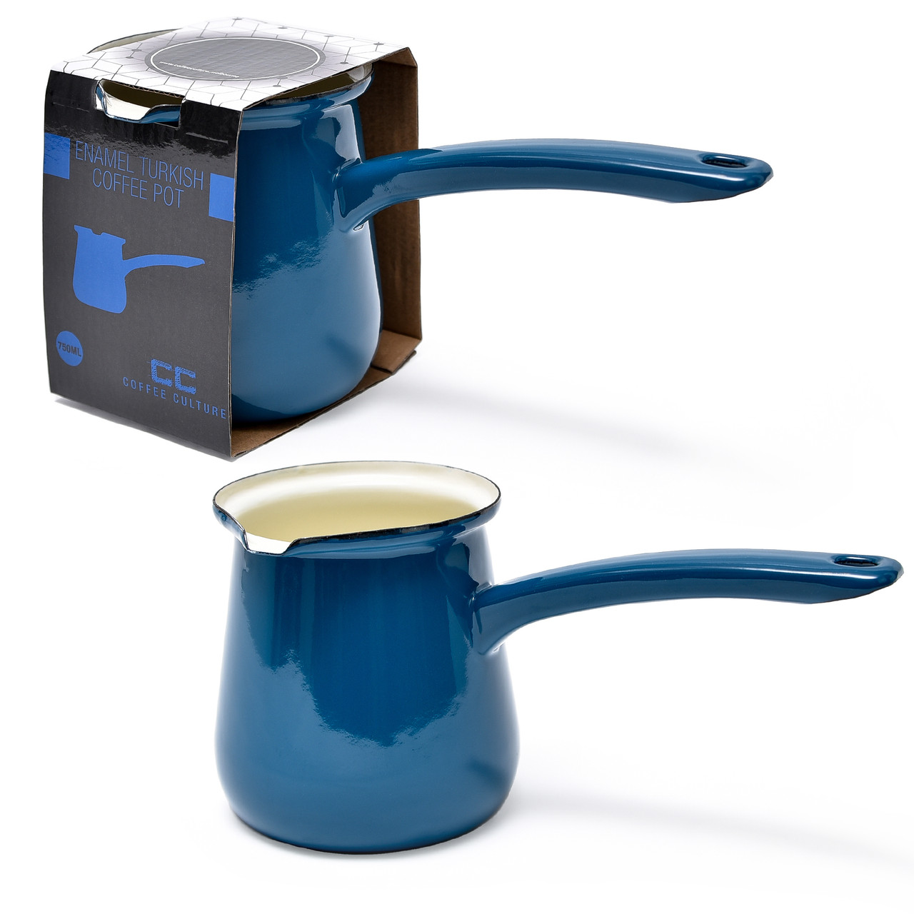 Enamel 750ml Teal Turkish Coffee Pot - Classica