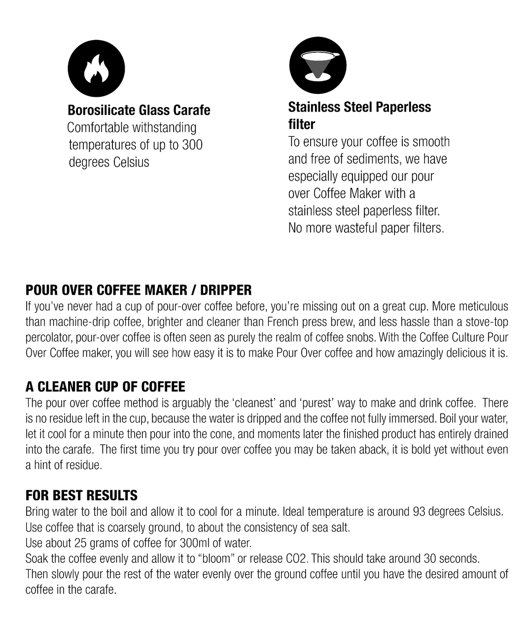 Pour Over 200ml Coffee Jug with Filter - Classica