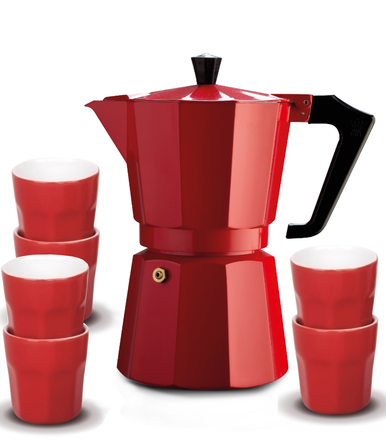 Italexpress 6 Cup Red Stove Top Cafetiere Set ( OUT OF STOCK) - Classica