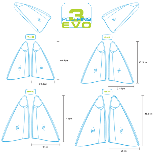 PF3 Ocean Active POD Swim Fins | Bodysurfing & Bodyboarding