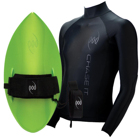 Bodysurfing POD Handboards, Long Sleeve Rash Guard Vest Set