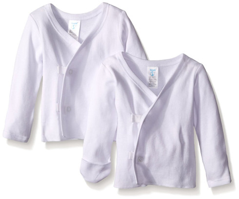 2 Pack Long Sleeve Side Snap Tee, White - Spasilk Home and Baby