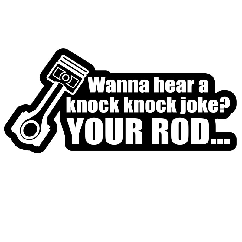 Knock Knock Rod Joke Acrylic Decal Sticker