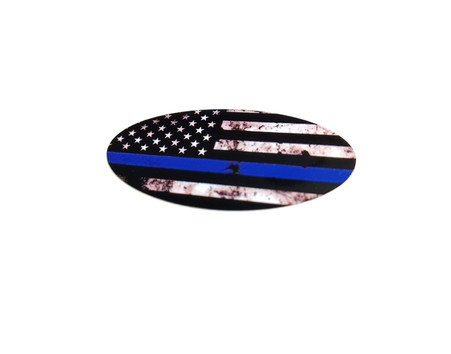 Tattered Thin Blue Line Flag Emblem Overlays