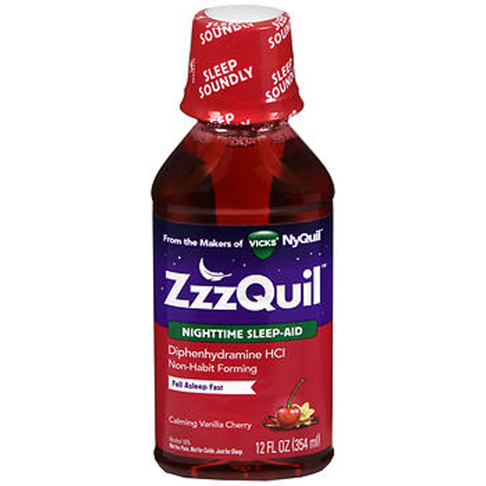 ZzzQuil Nighttime Sleep-Aid Liquid Calming Vanilla Cherry - 12 oz ...