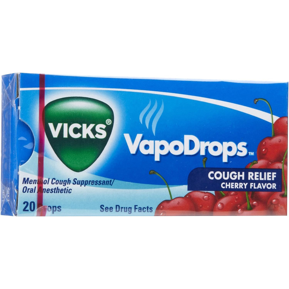 Vicks VapoDrops, Cough Suppressant/Oral Anesthetic Drops, Cherry Flavor ...