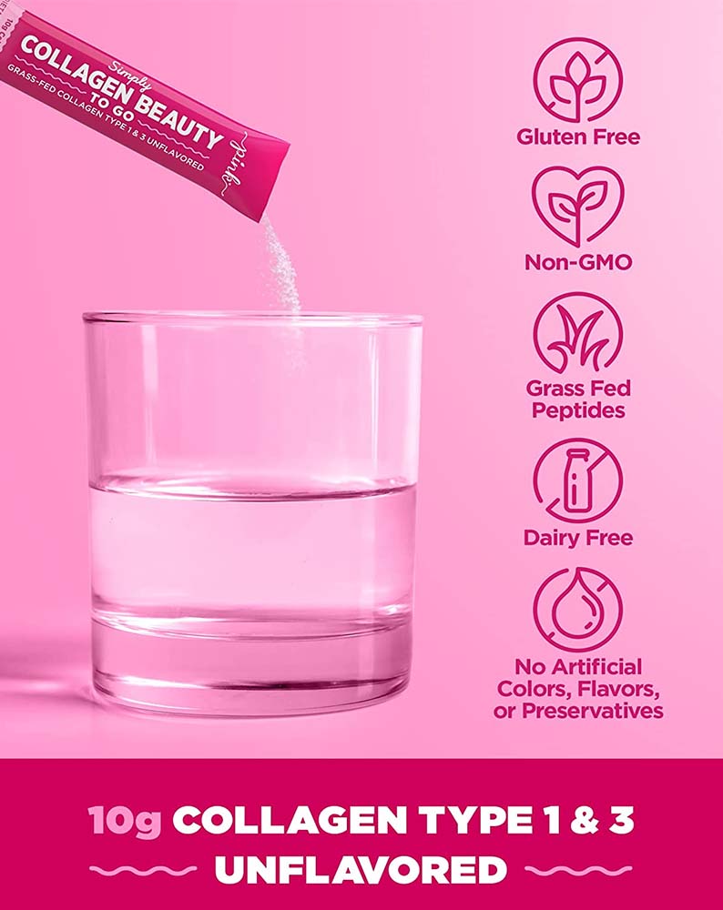 Nature's Truth Pink Simply Collagen Beauty to Go Unflavored Powder ...