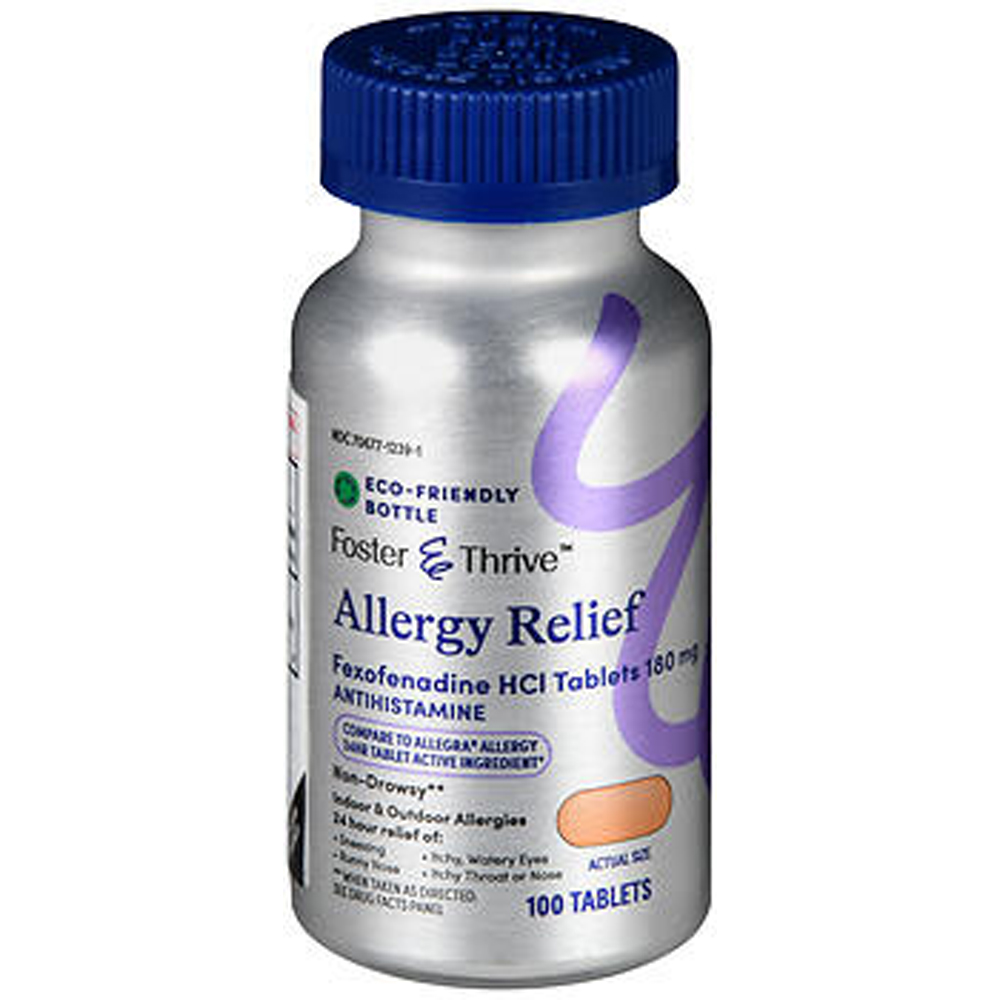 Foster & Thrive Allergy Relief Fexofenadine HCl Tablets 180 mg - 100 ...