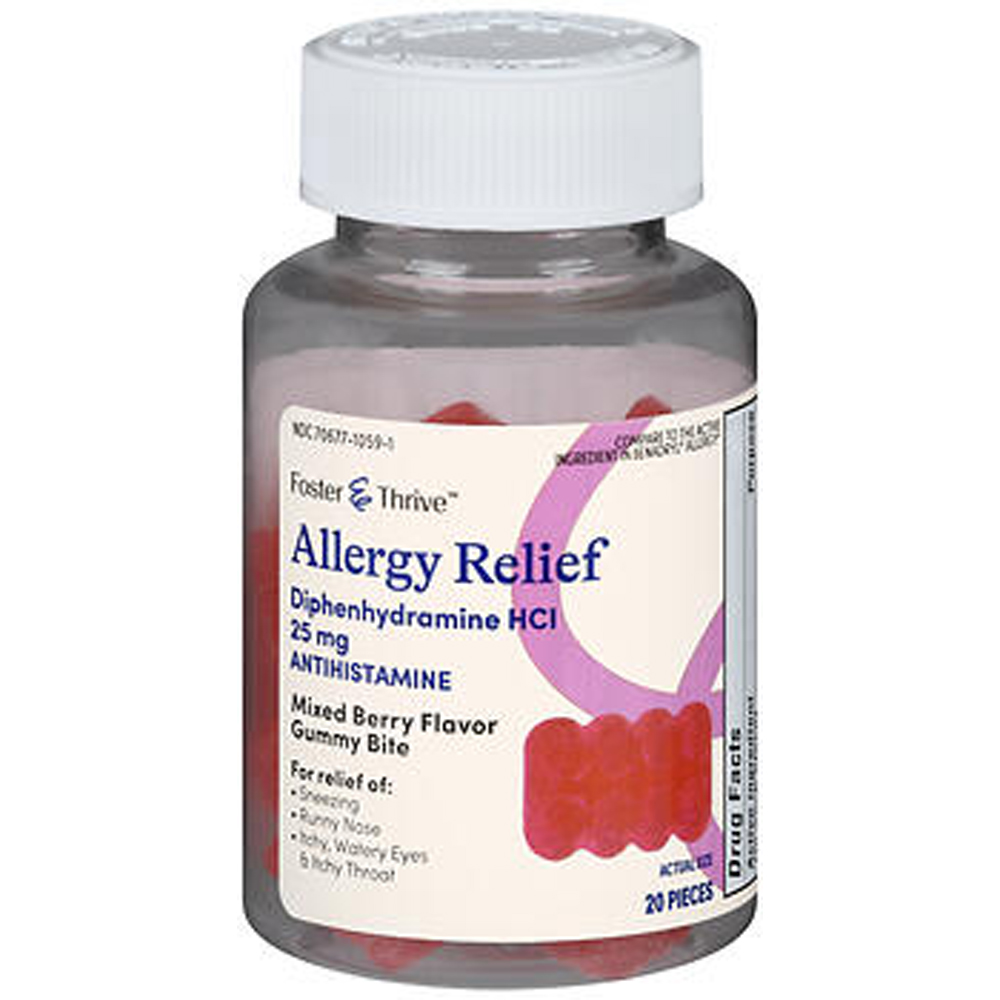 Foster & Thrive Allergy Relief Diphenhydramine HCl 25 mg Gummy Bites ...