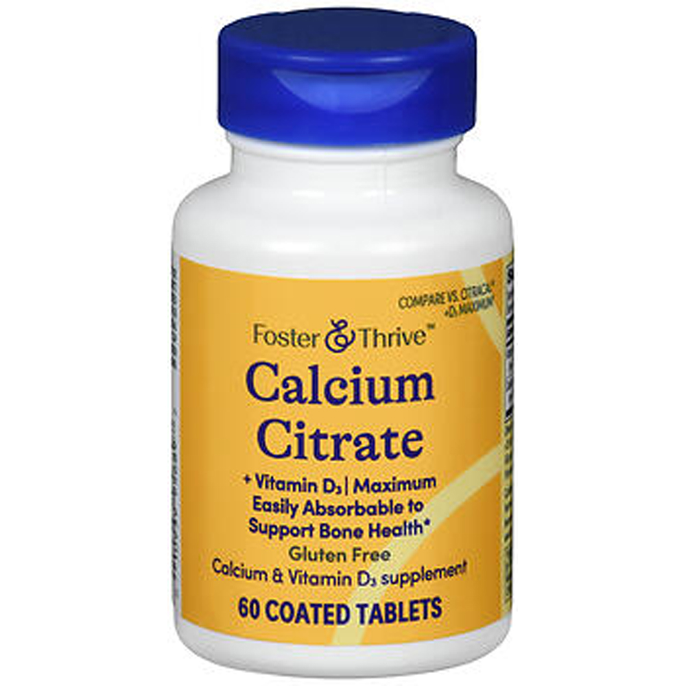 Foster & Thrive Calcium Citrate + Vitamin D3 Coated Tablets Maximum ...