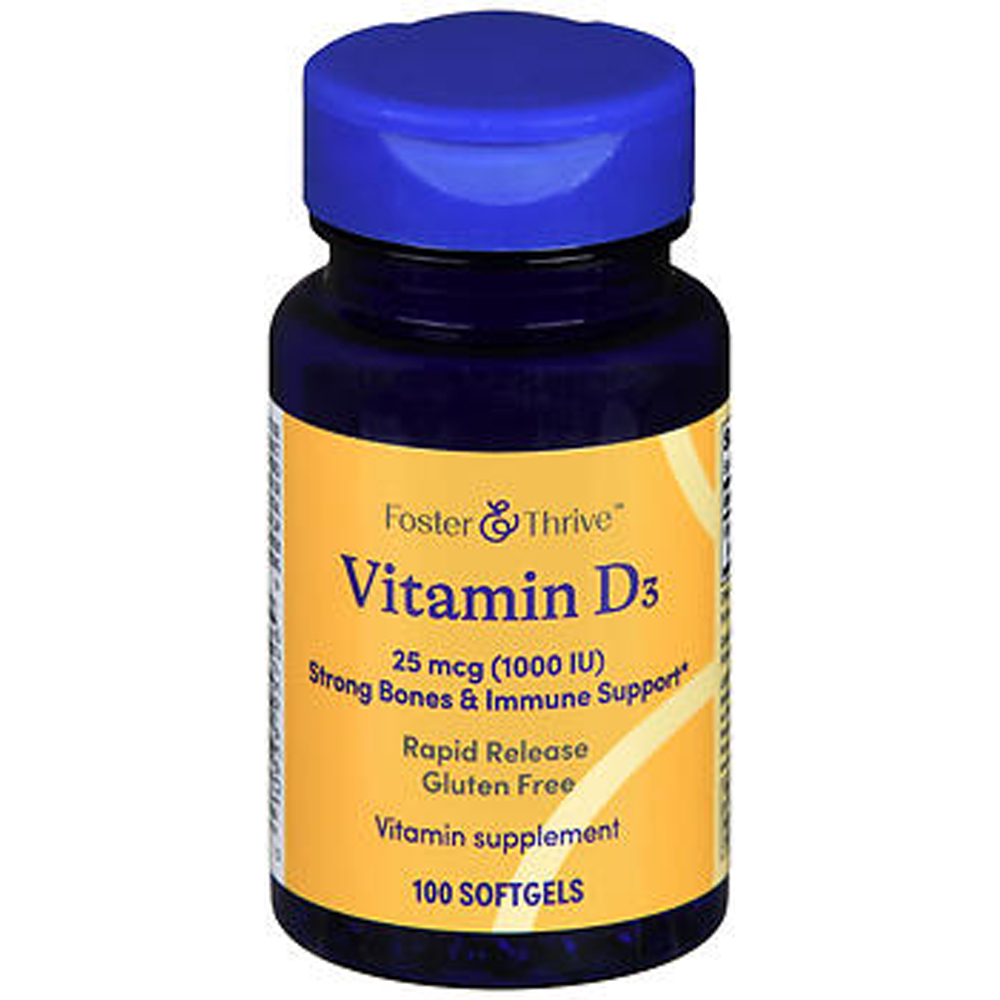 Foster & Thrive Vitamin D3 25 mcg (1000 IU) Rapid Release Softgels ...