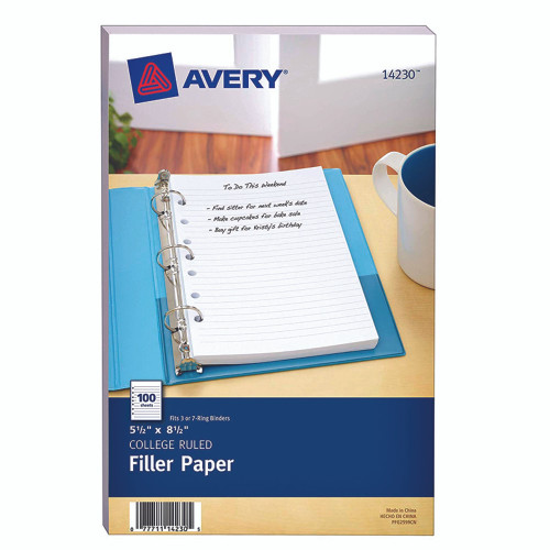 Avery Mini Binder Filler Paper, College Rule - 100 Sheets | Thrifty ...