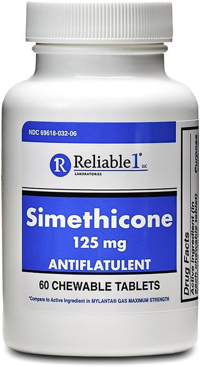 Reliable 1 Laboratories Simethicone 125 MG Antiflatulent Chewable ...