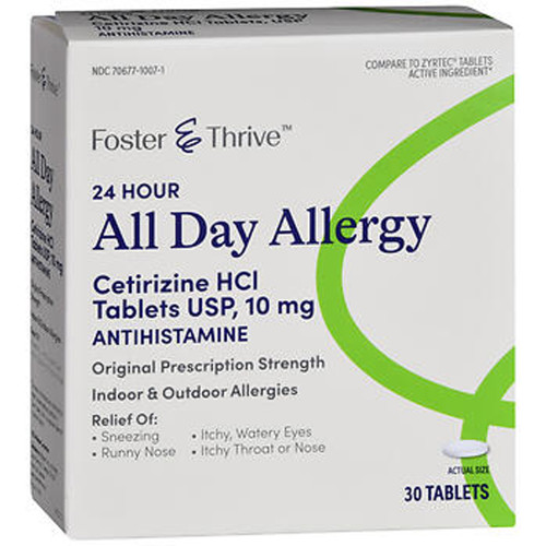 Foster & Thrive 24 Hour All Day Allergy Cetirizine HCl USP 10 mg ...