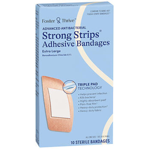 Foster & Thrive Advanced Antibacterial Strong Strips Adhesive Bandages ...