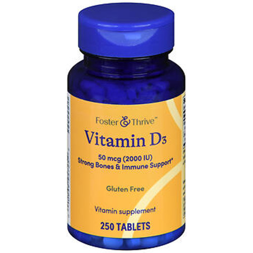 Foster & Thrive Vitamin D3 50 mcg (2000 IU) Tablets - 250 count ...