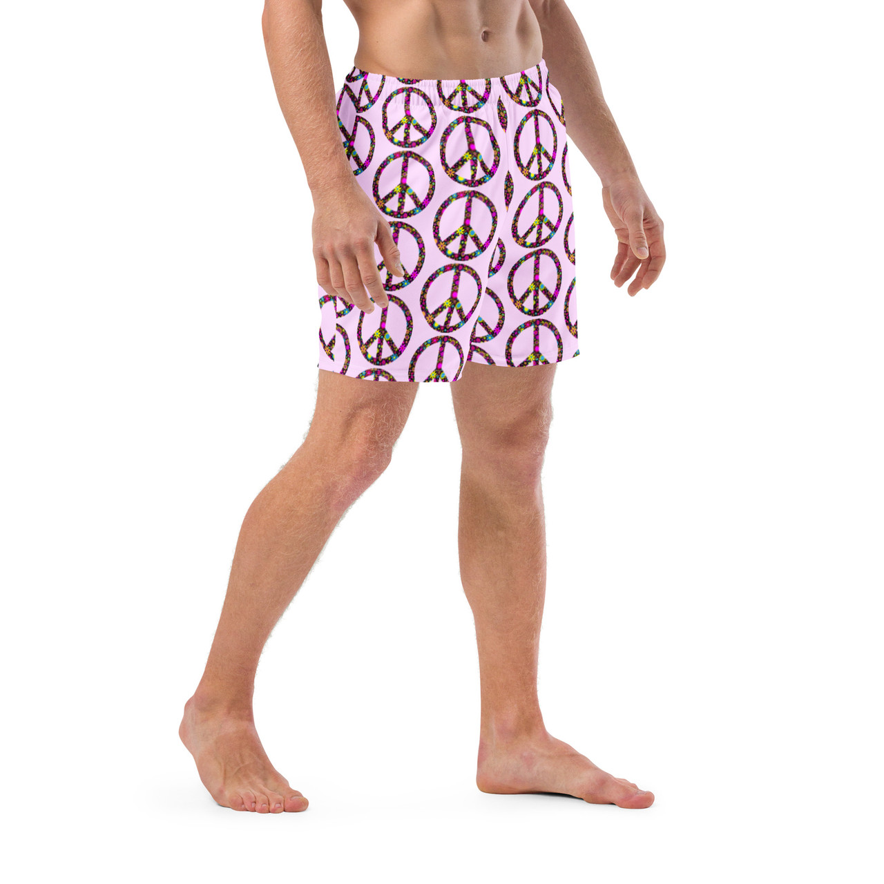 WTees Flower Power Peace Sign Swim Trunks Selago | WhiteyTighties.com