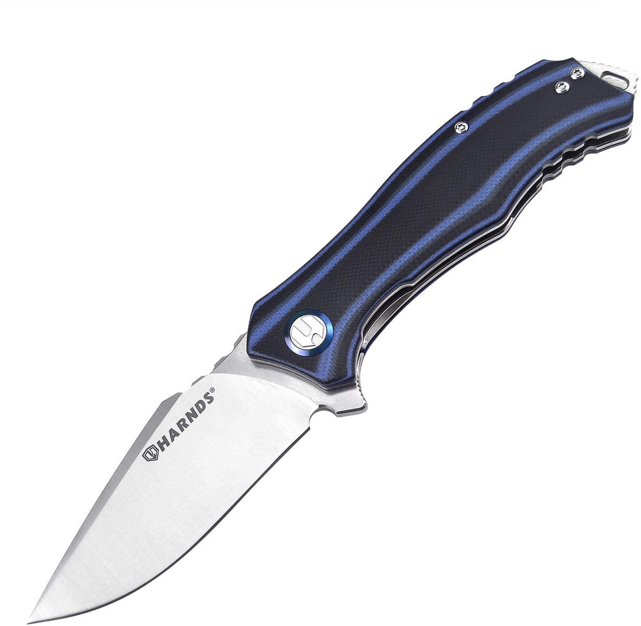 Harnds Maverick Folding Knife Blue/Black G10 Handle D2 Plain Edge ...