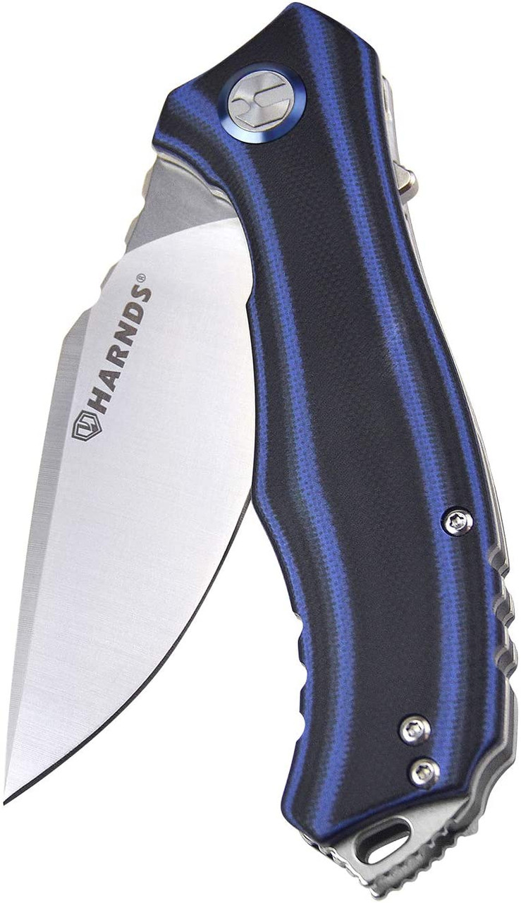 Harnds Maverick Folding Knife Blue/Black G10 Handle D2 Plain Edge ...