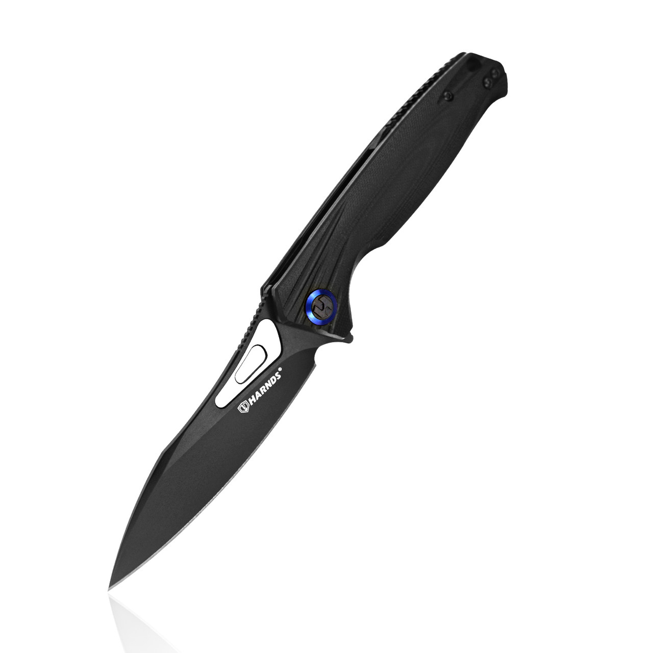 Harnds Falcon Folding Knife Black G10 Handle K110 Plain Black Blade ...