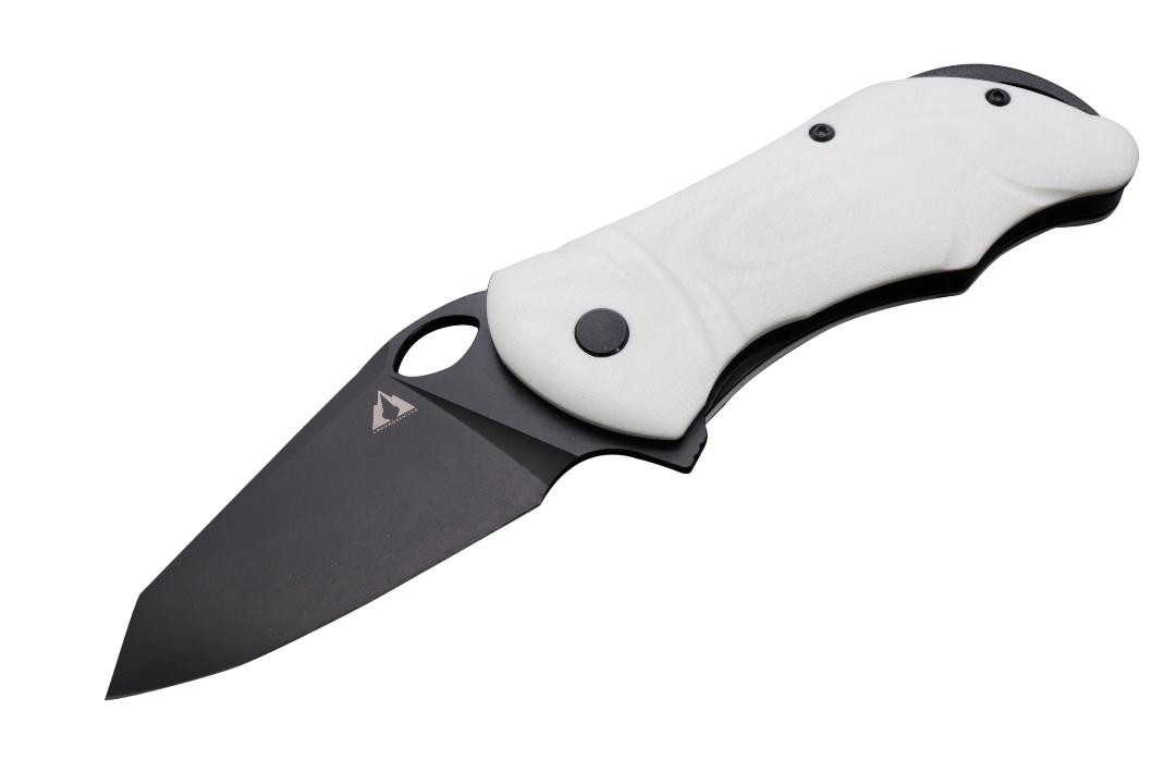 CMB Hippo Folding Knife White G10 Handle D2 Plain Edge Black Blade CMB-05W