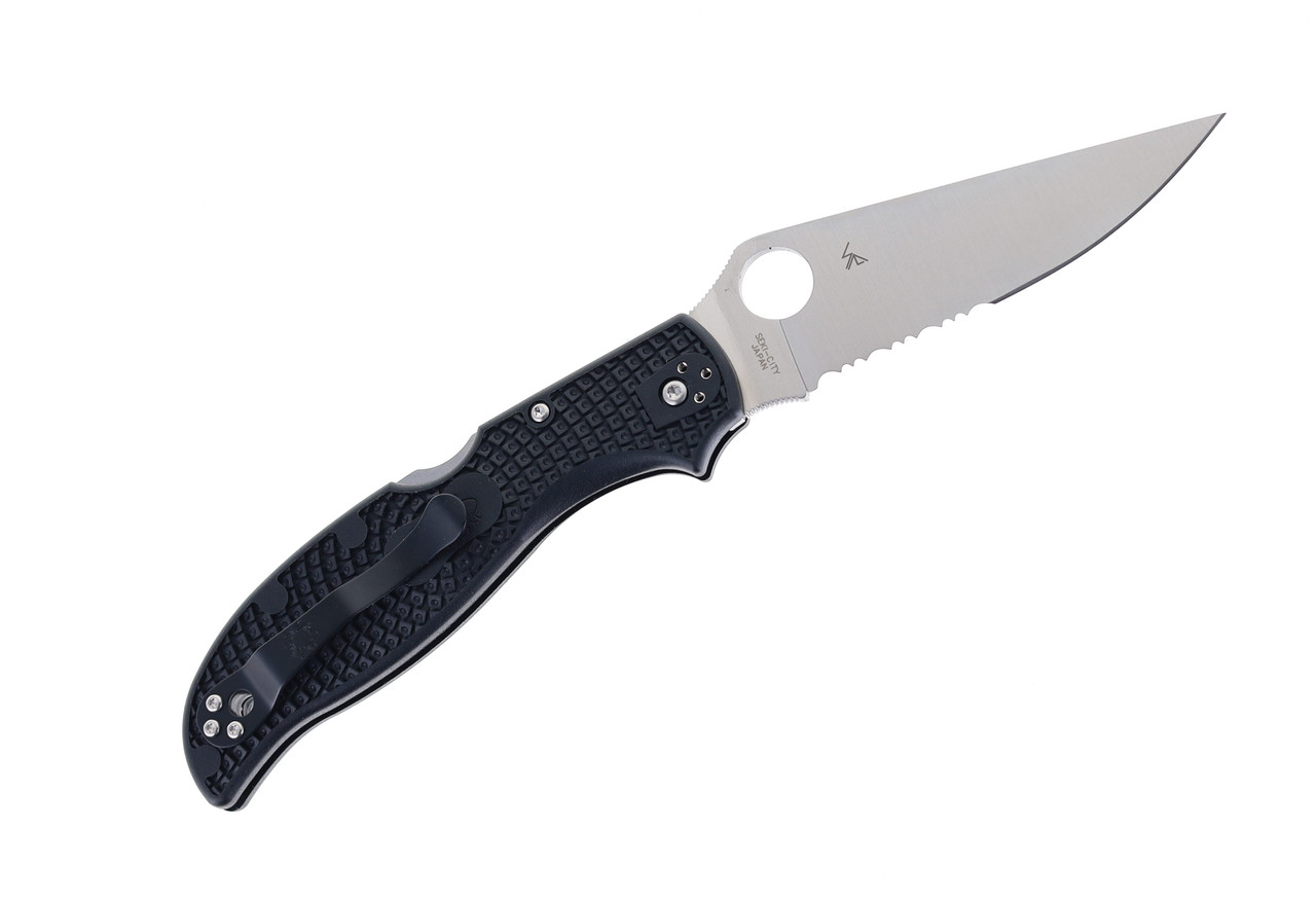 Spyderco Stretch XL Folding Knife Black FRN Handle VG-10 Partially ...