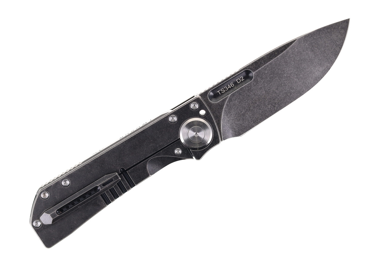 TwoSun Night Morning Pocket Knife Blackwashed Titanium Handle D2 Plain ...