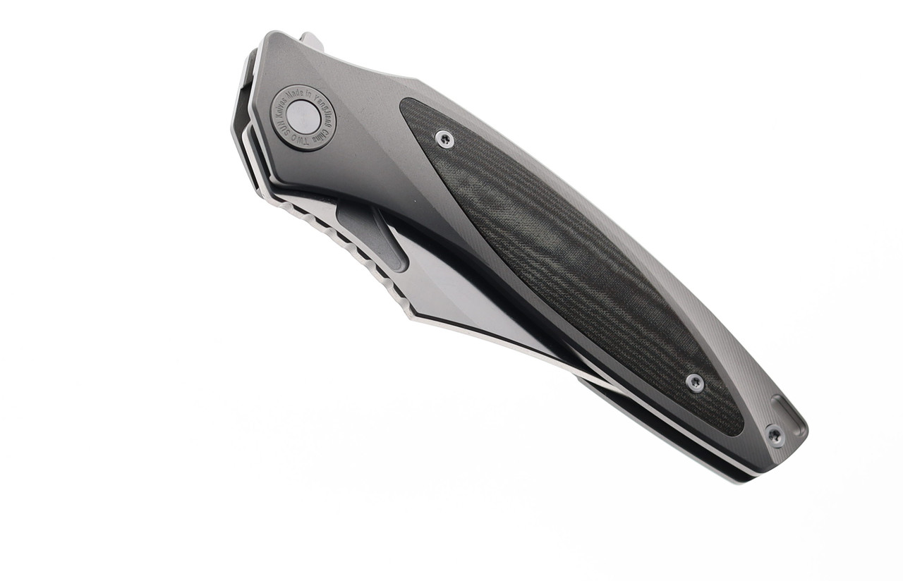 Two Sun Flipper Folding Knife Gray Titanium/Micarta Handle D2 Clip ...