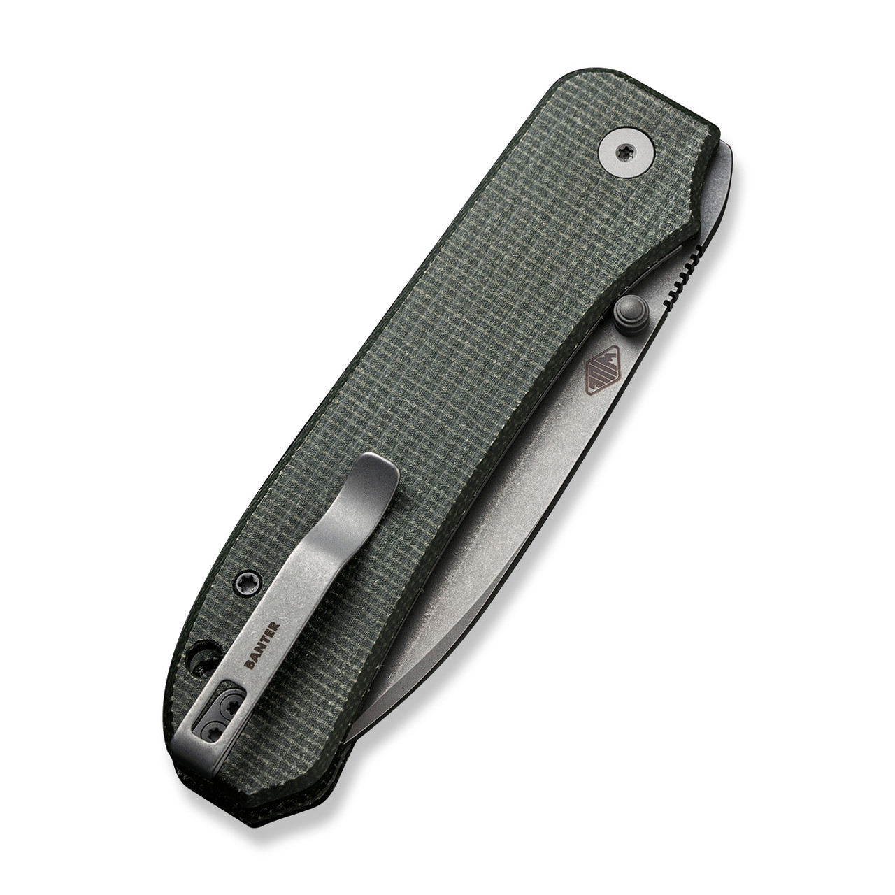 WE Big Banter Folding Knife Green Canvas Micarta Handle 20CV Drop Point ...