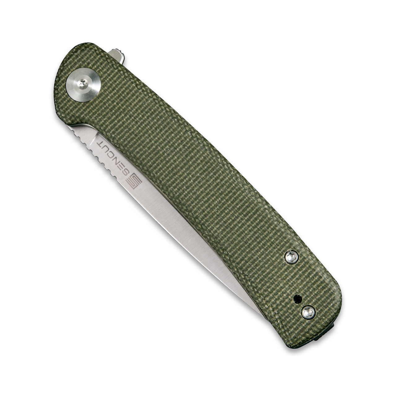 Sencut Neches Folding Knife Green Micarta Handle 10Cr15CoMoV Plain Edge ...