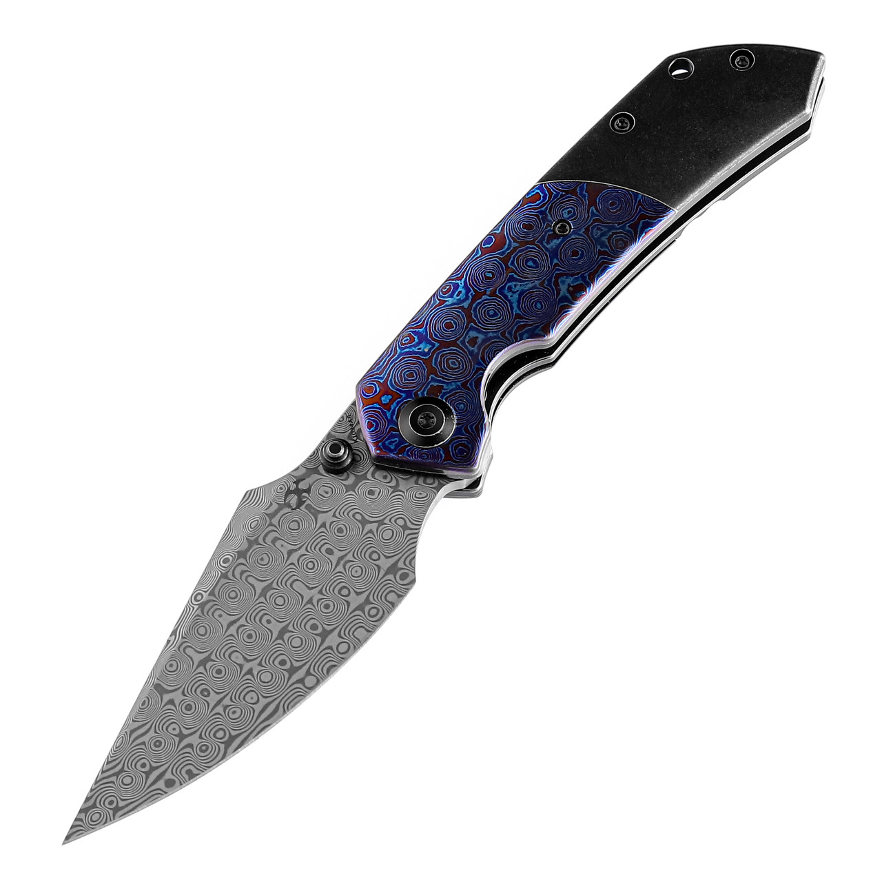 Kansept Fenrir Folding Knife Black Titanium/Timascus Handle Damascus ...