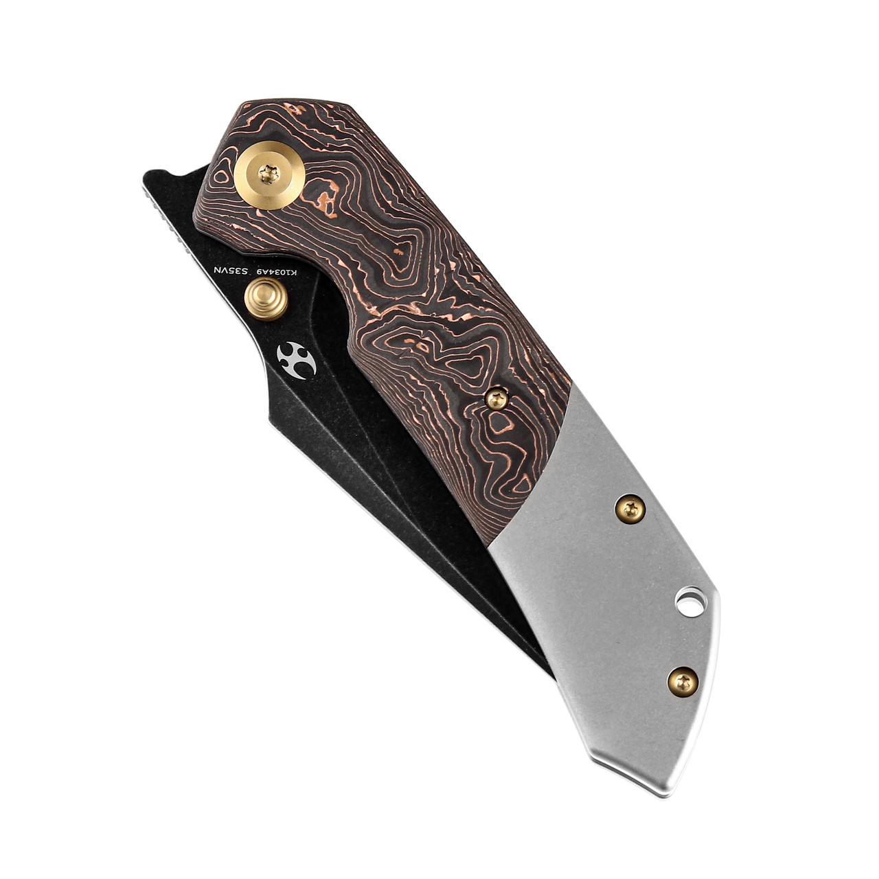 Kansept Fenrir Folding Knife Black Titanium/Copper Carbon Fiber Handle ...