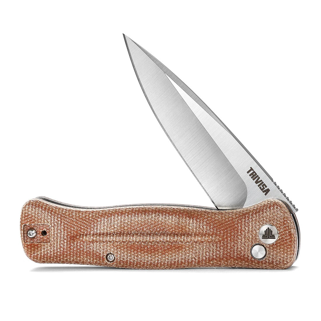 Trivisa Folding Knife Brown Micarta Handle 14C28N Plain Edge Satin ...