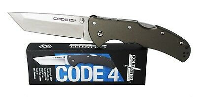 Cold Steel Code 4 Tanto Point Knife S35VN Plain Edge Black Handle 58PT