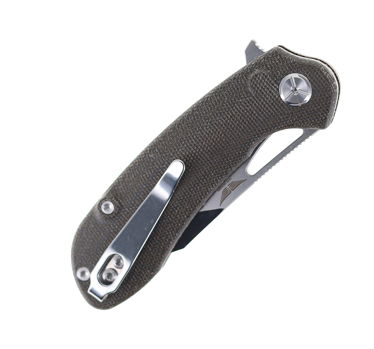 Two Sun Button Lock Folding Knife Black Linen Micarta Handle D2 Plain ...
