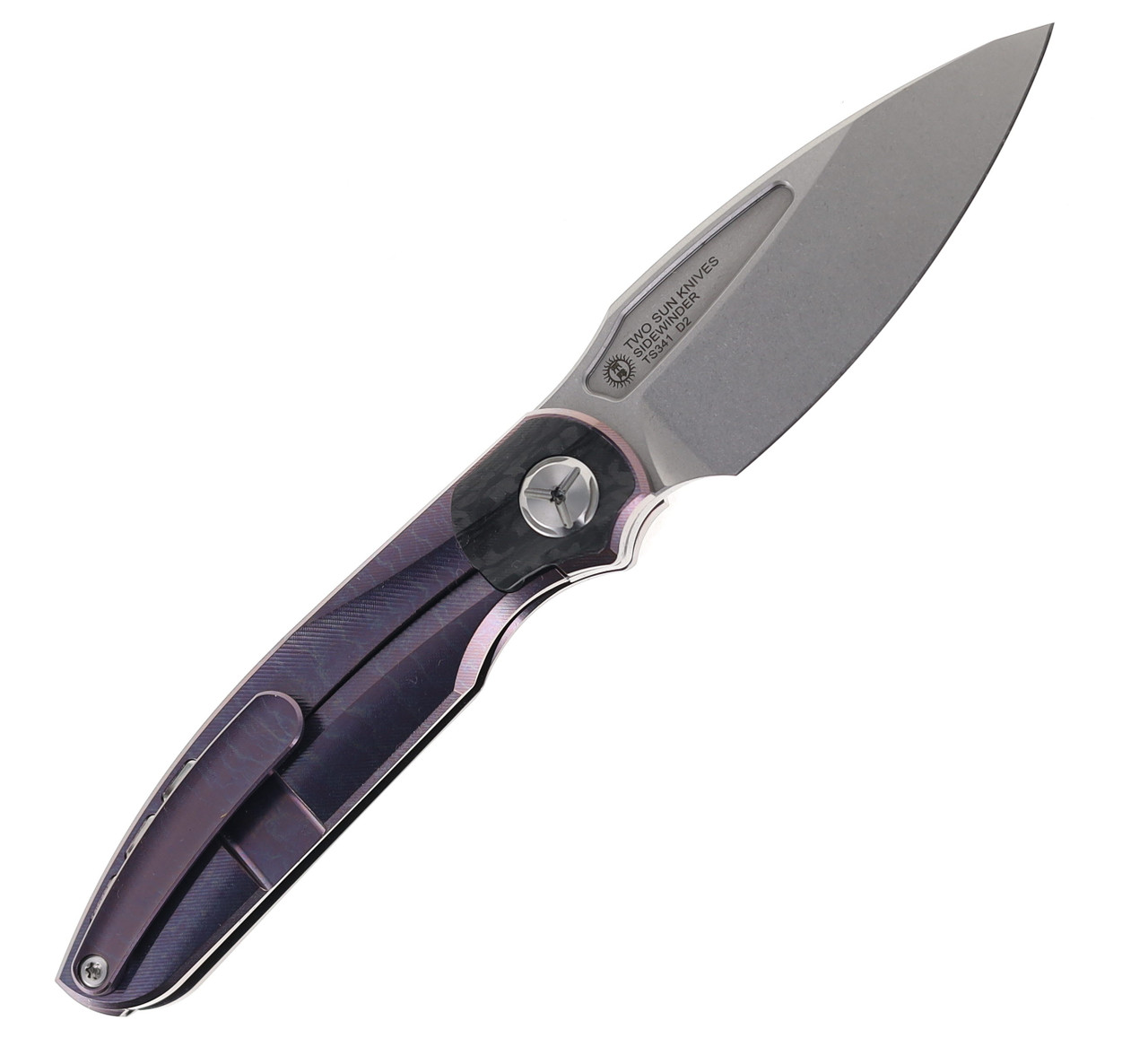 Two Sun Folding Knife Color Titanium Handle D2 Clip Point Plain Edge ...