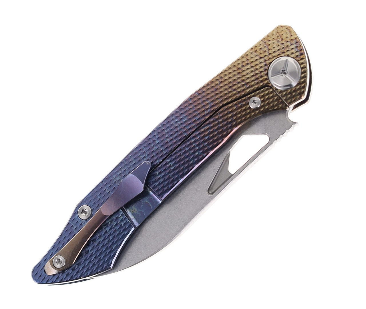 Two Sun Folding Knife Color Titanium Handle 14C28N Plain Edge TS279-COL