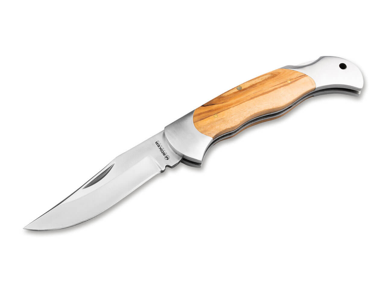 Boker Classic Hunter One Folding Knife Olive Wood Handle 440A Plain ...