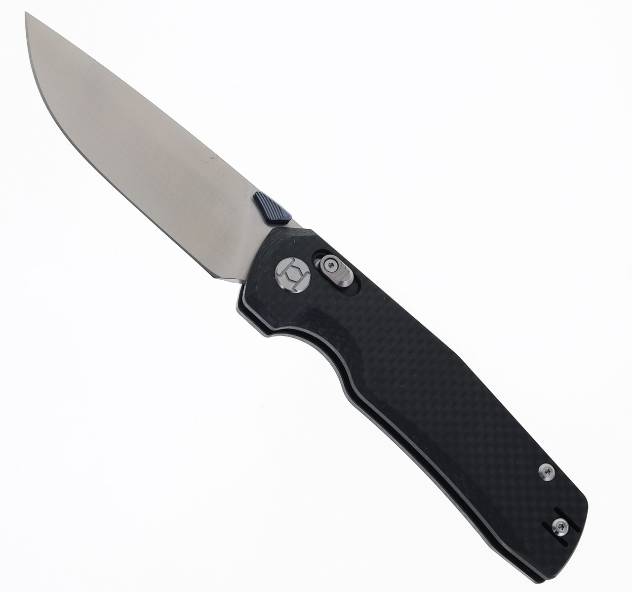 Kunwu X Tao Folding Knife Gray Titanium Handle Elmax Plain Edge Satin