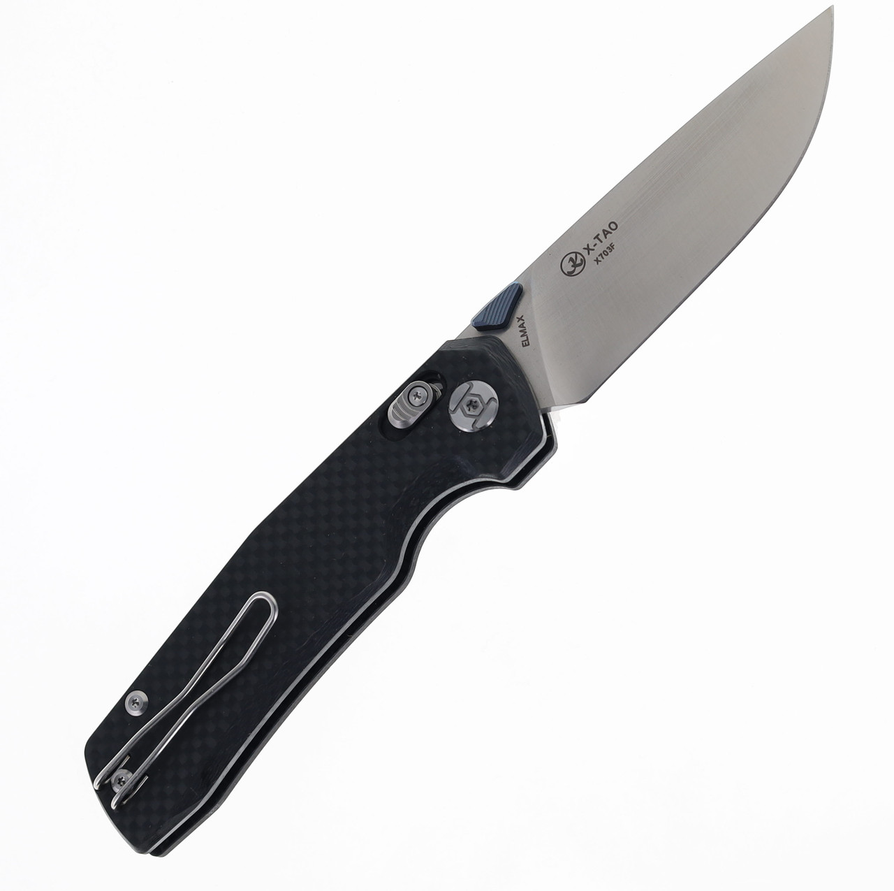 Kunwu X Tao Folding Knife Gray Titanium Handle Elmax Plain Edge Satin
