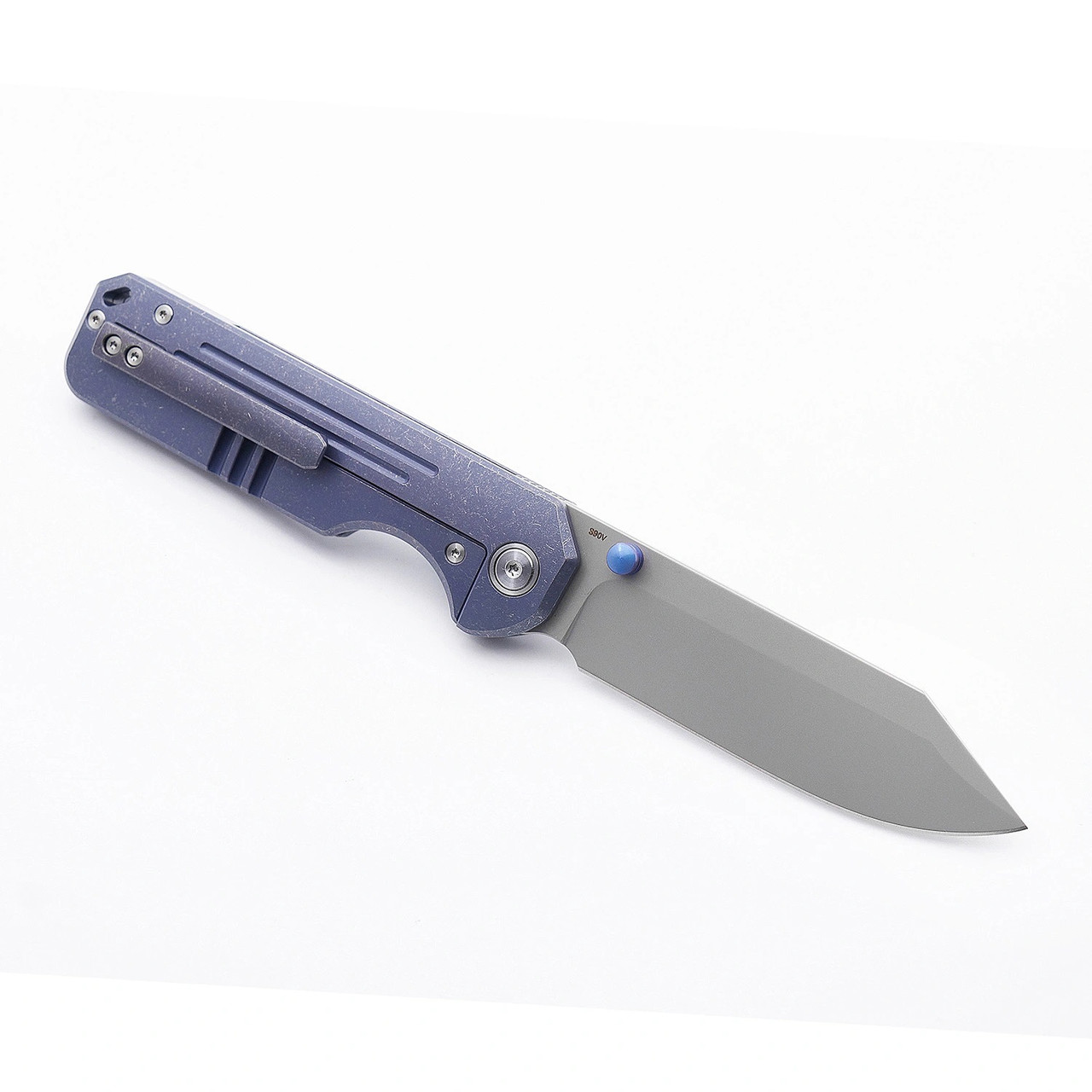 Miguron Ameight Gladiator II Folding Knife Blue Titanium Handle S90V ...