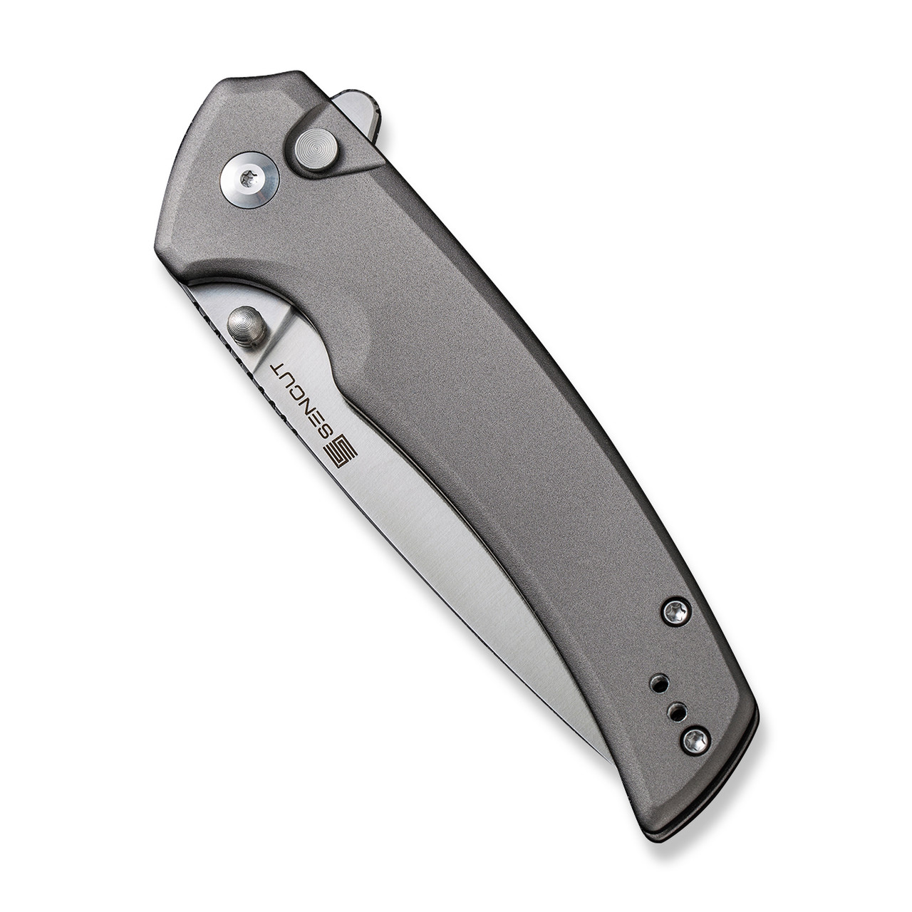 Sencut Serene Button Lock Folding Knife Gray Aluminum Handle D2 Drop ...