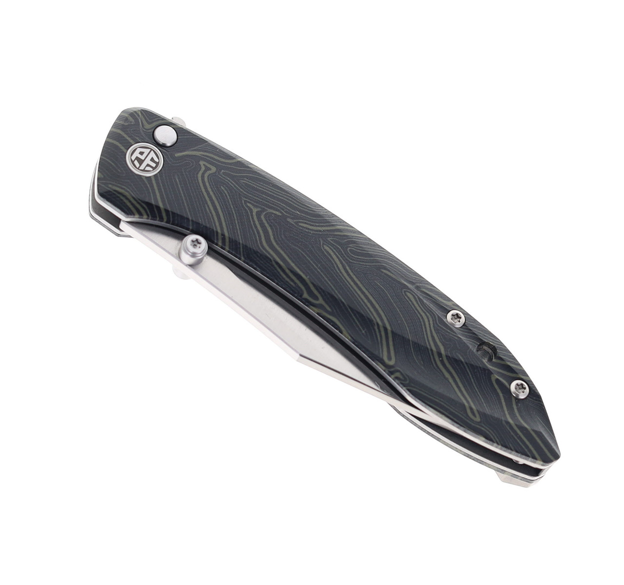 Petrified Fish Grow Button Lock Folding Knife Green Gmascus Handle K110 ...