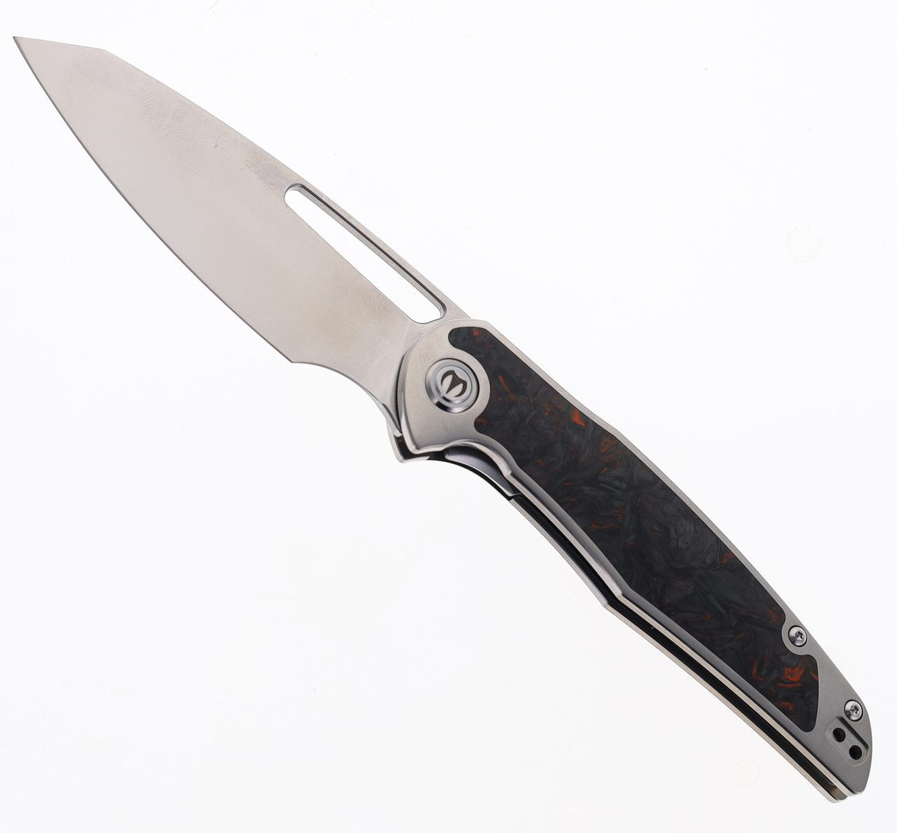 Mallery Designs Phorus V2 Pocket Knife Orange Fat Carbon & Titanium ...