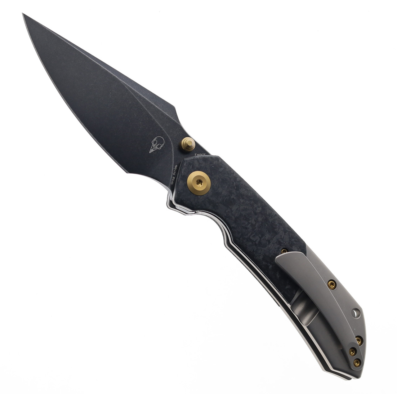 Kansept Fenrir Left Handed Folding Knife Plain Titanium + Shred Carbon ...