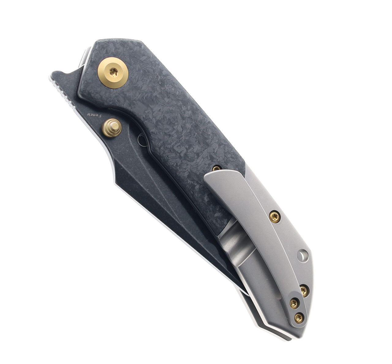 Kansept Fenrir Left Handed Folding Knife Plain Titanium + Shred Carbon ...