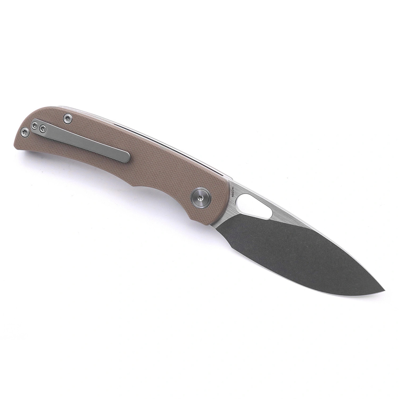 Miguron Moyarl Folding Knife Tan G10 Handle 14C28N Plain Black Blade ...