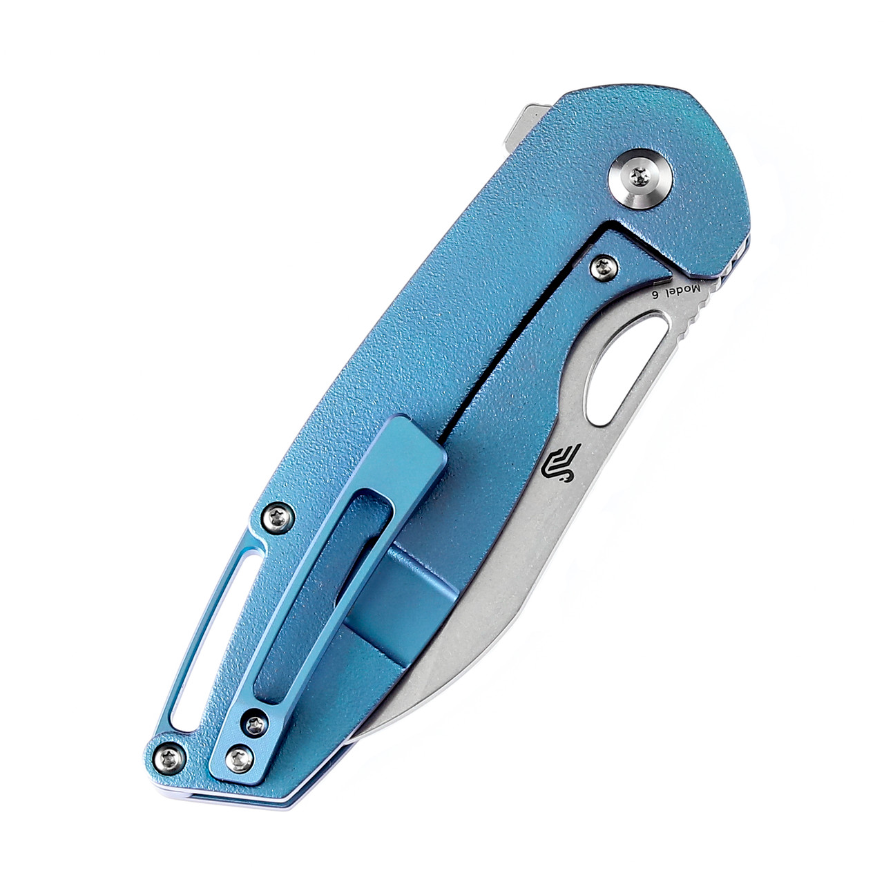 Kansept Model 6 Folding Knife Blue/Orange Peel Titanium Handle S35VN ...